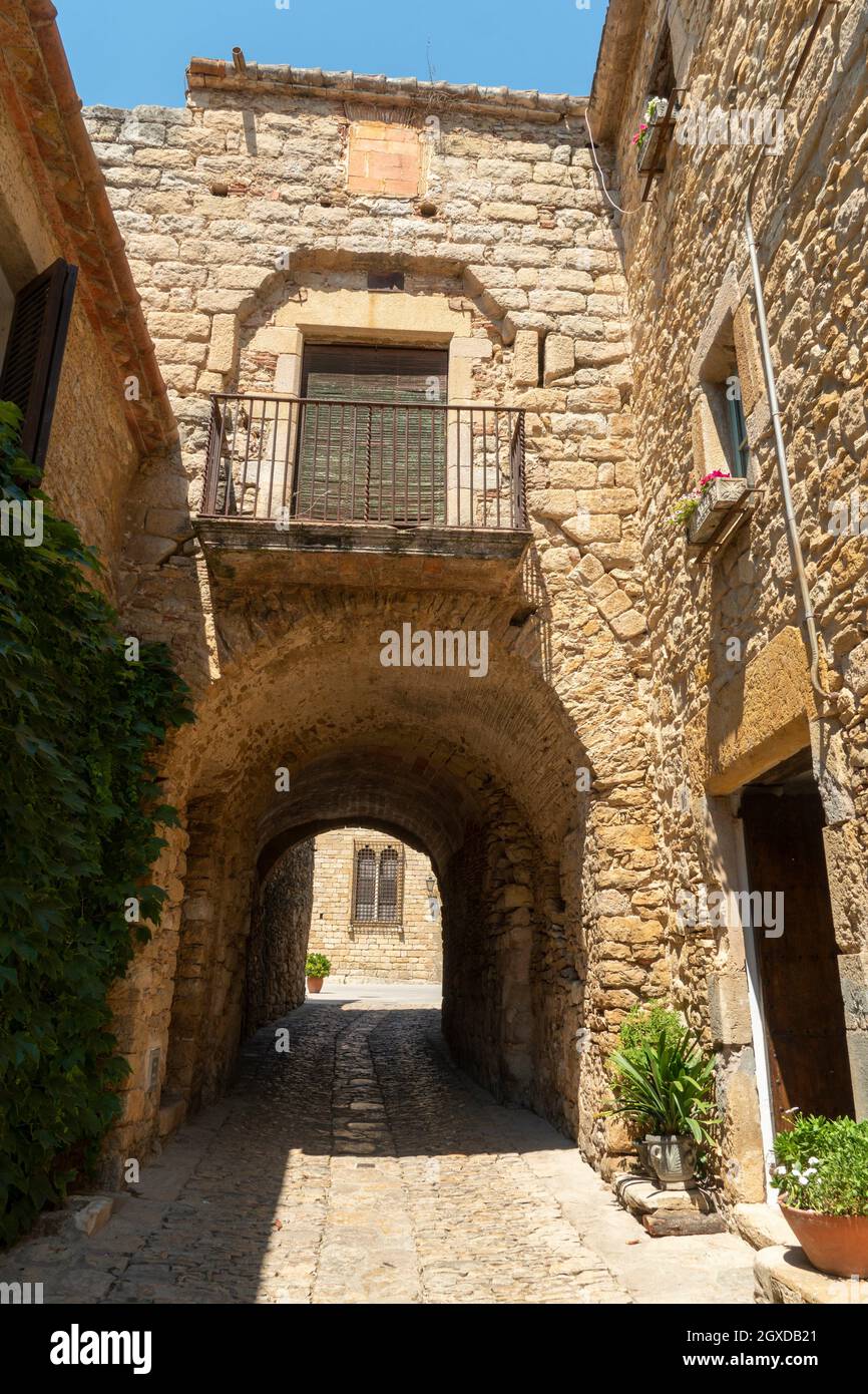 Medieval wall of peratallada hi-res stock photography and images - Alamy