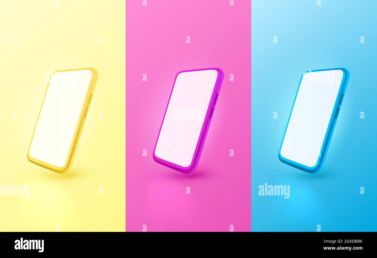 Smartphone color mobile screen, technology mobile display light. Vector ...