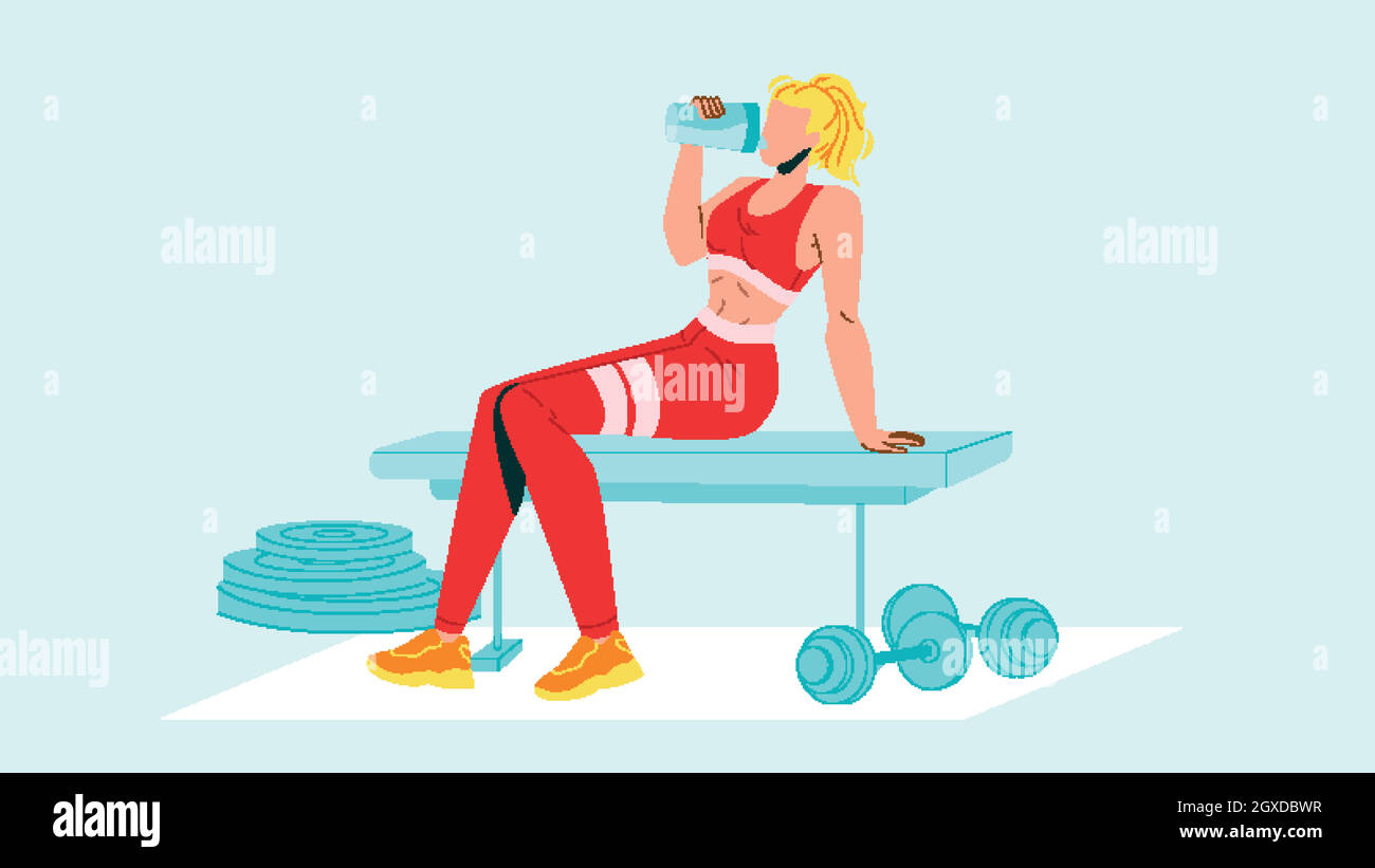 Woman Drink Protein Cocktail From Shaker Vector Stock Vector Image ...