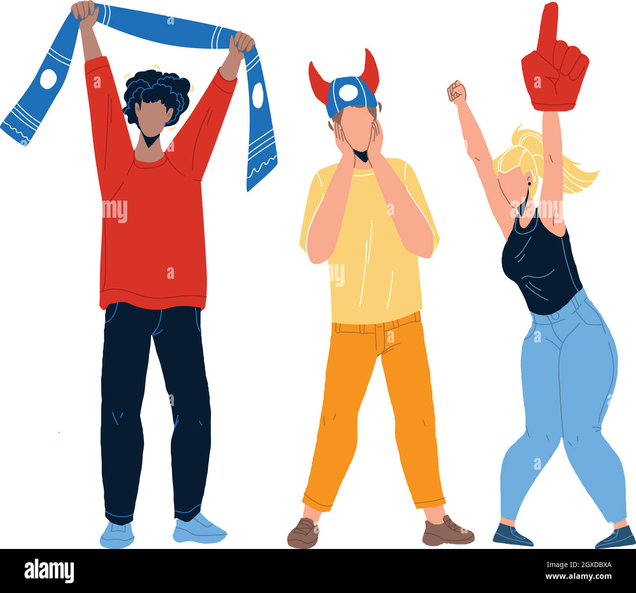 Sports Fans Cheering And Shouting Together Vector Stock Vector Image ...