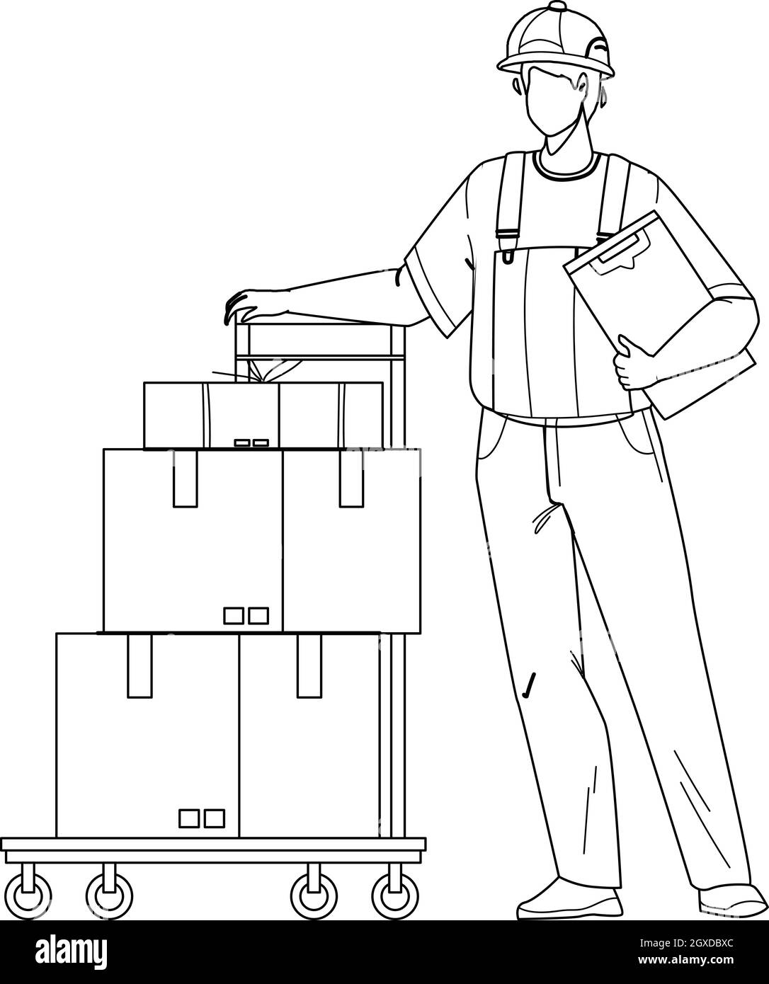 Mover Delivery Service Worker With Cart Vector Stock Vector Image & Art ...