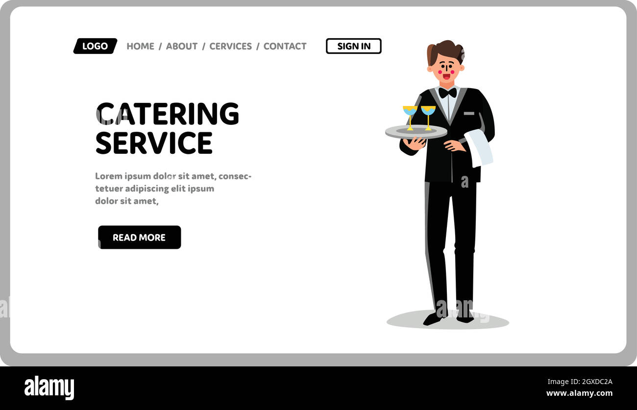 Catering Service Worker With Drinks On Tray Vector Stock Vector Image ...