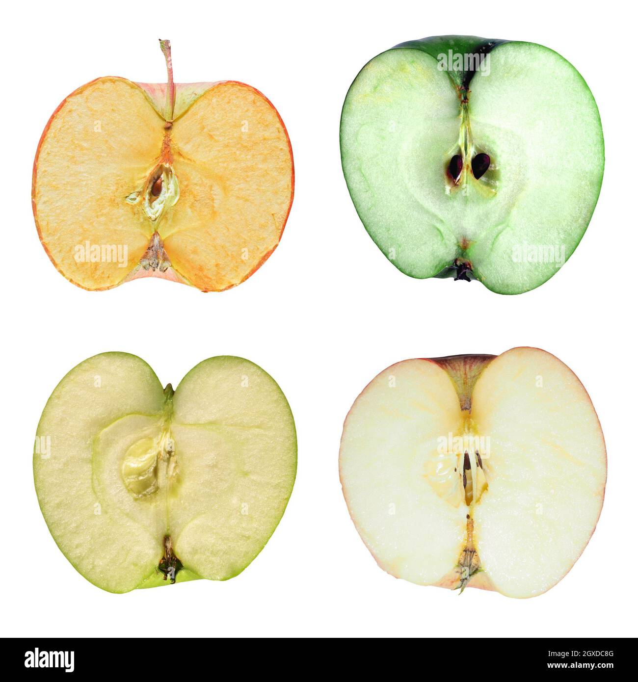 sliced apples isolated over a white background Stock Photo - Alamy