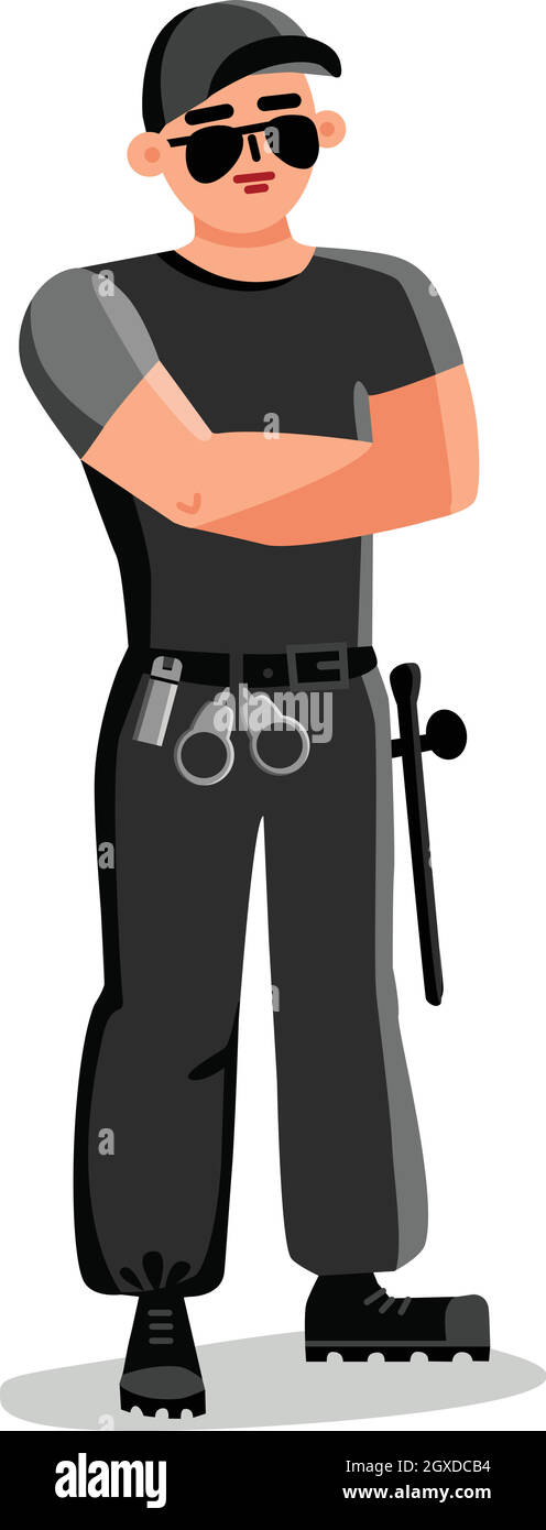 Security Man, Safeguard Protective Agent Vector Illustration Stock ...