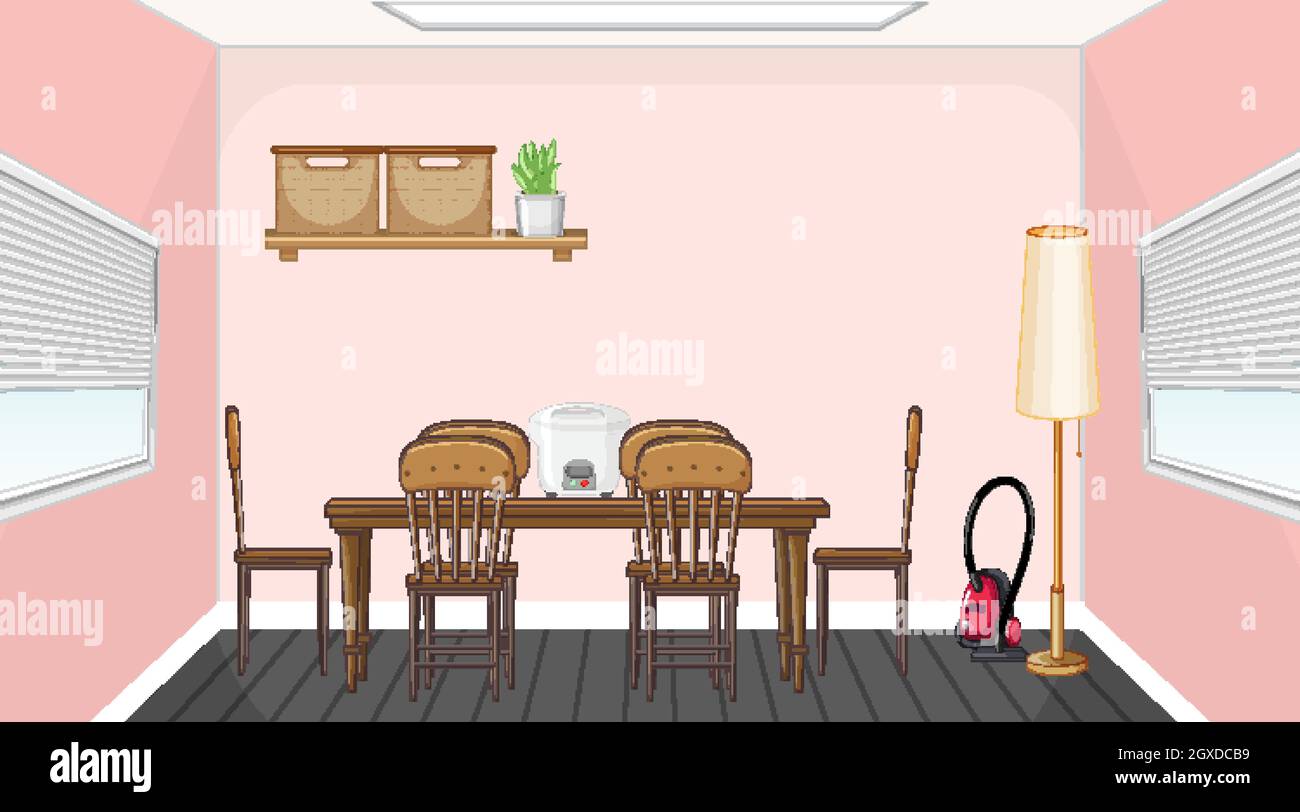 Dining room interior design with furniture illustration Stock Vector ...