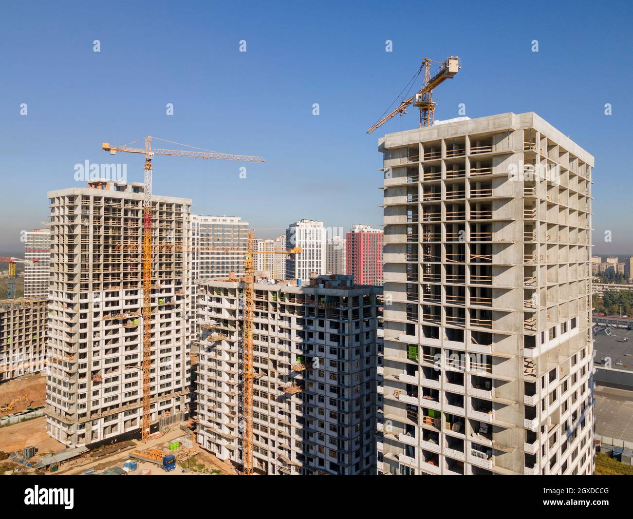 Construction site of new residential houses, drone photo Stock Photo ...