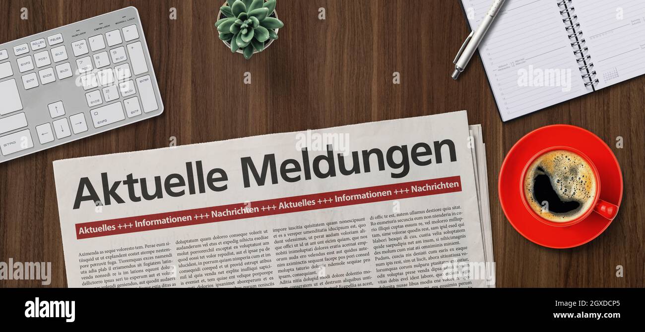 Newspaper on a desk - Breaking news in german - Aktuelle Meldungen ...