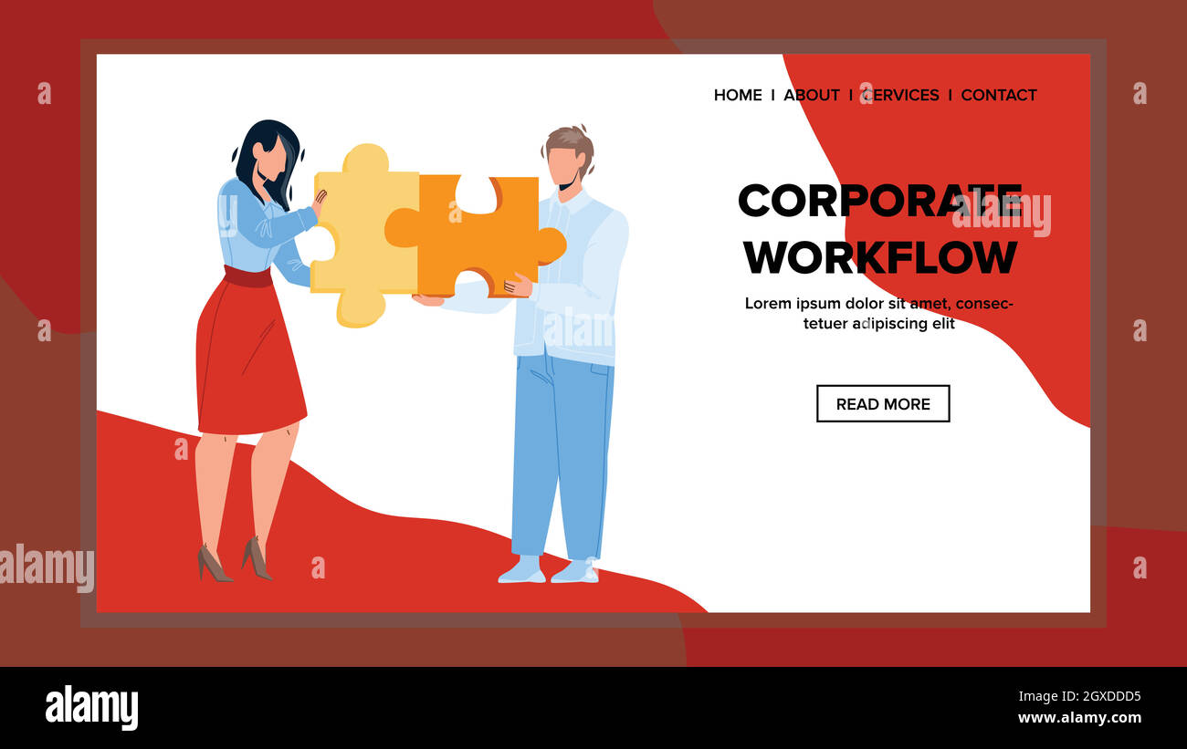 Corporate Workflow Business Working Process Vector Stock Vector Image ...