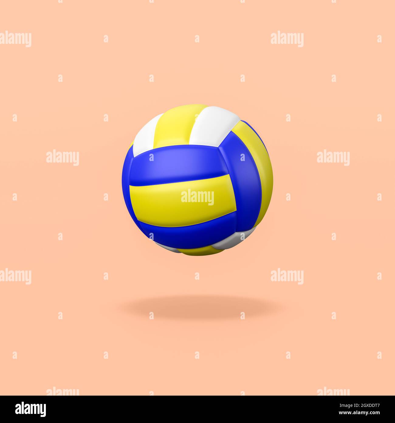 Volleyball Ball Isolated on Flat Orange Background with Shadow 3D ...