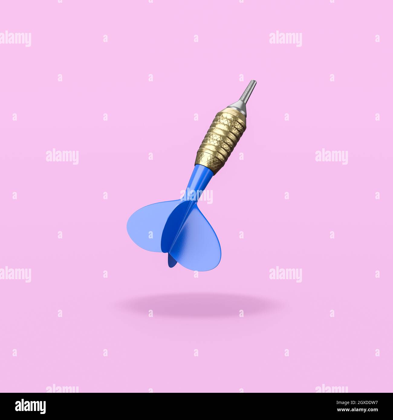 Cartoon Blue Dart Isolated on Flat Purple Background with Shadow 3D ...