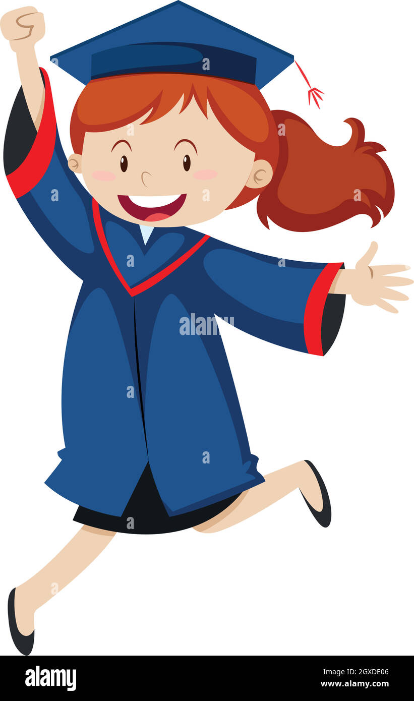 Woman in blue graduation gown Stock Vector Image & Art - Alamy