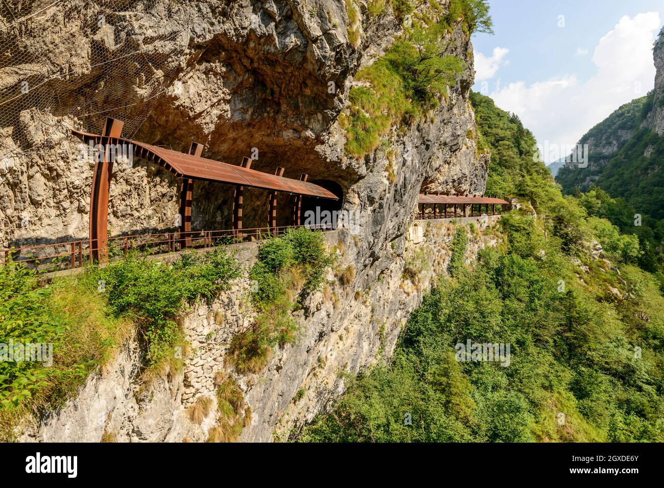 iron shields protect from falling stones previous narrow mountain road ...