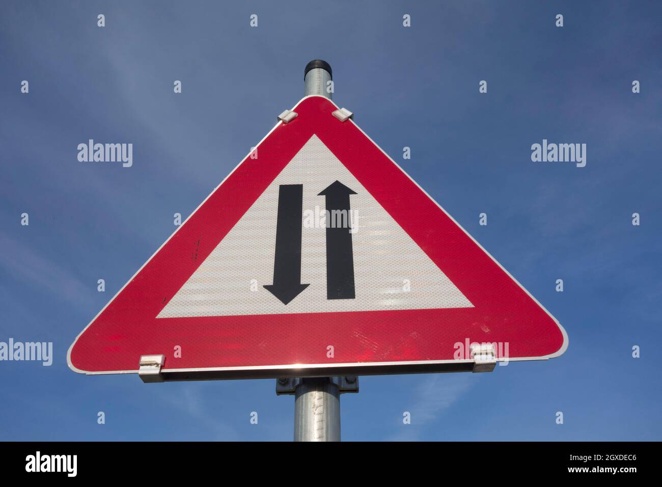 Two red triangle road signs hi-res stock photography and images - Alamy