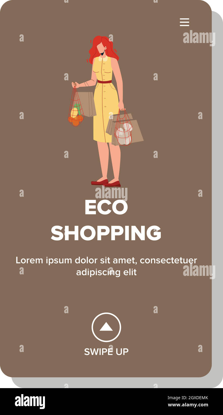 Woman Eco Shopping Natural Bio Products Vector Stock Vector Image & Art ...