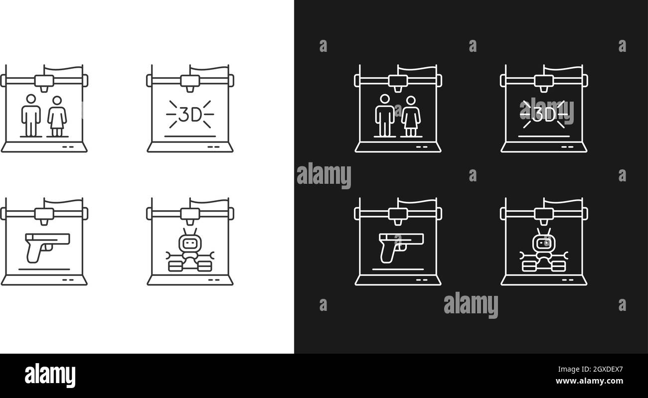 Produce 3d models linear icons set for dark and light mode Stock Vector ...