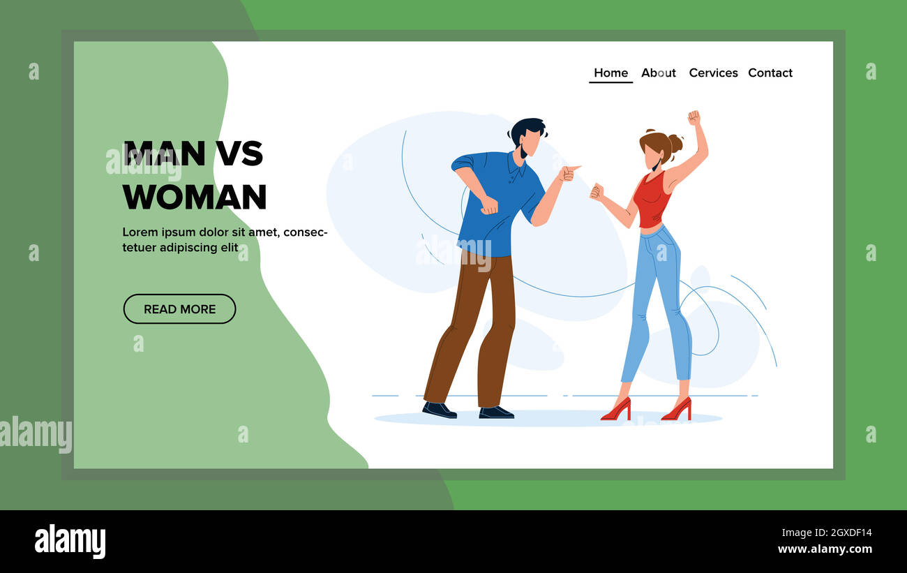 Man Vs Woman Fight Relationship Competition Vector Stock Vector Image ...