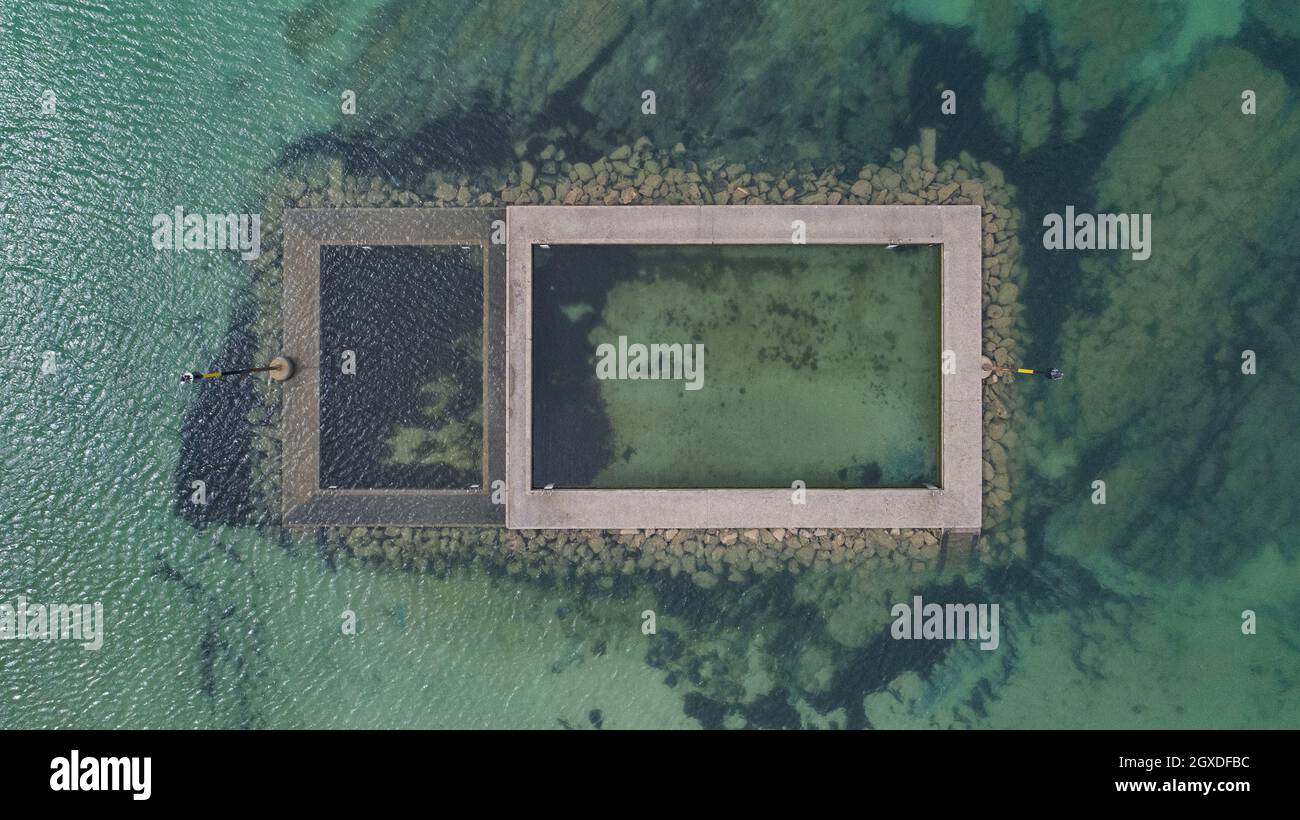 Sea water pool on the beach in Normandy, France, Europe Stock Photo - Alamy