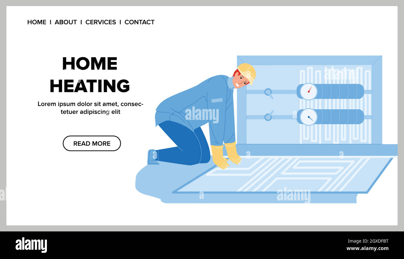 Home Heating System Installing Craftsman Vector Stock Vector Image ...