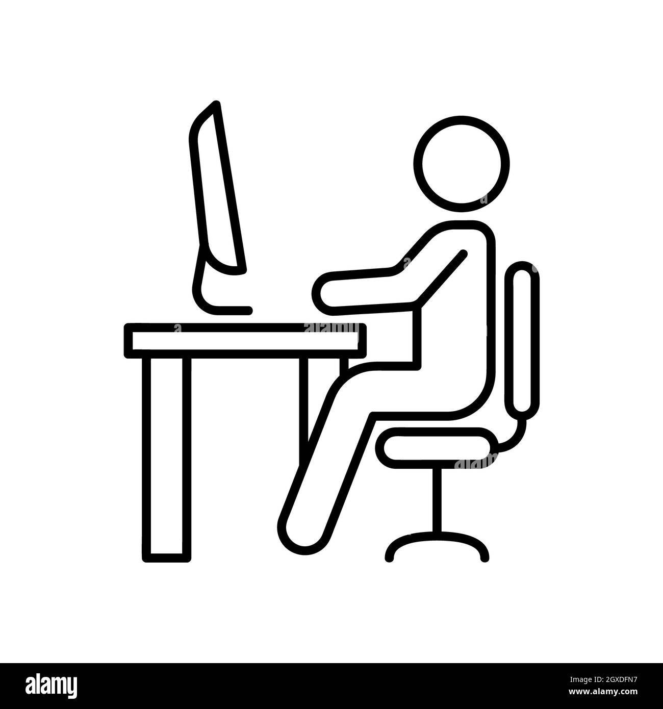 Employee icon. Flat pictogram for web. Line stroke. Simple office ...