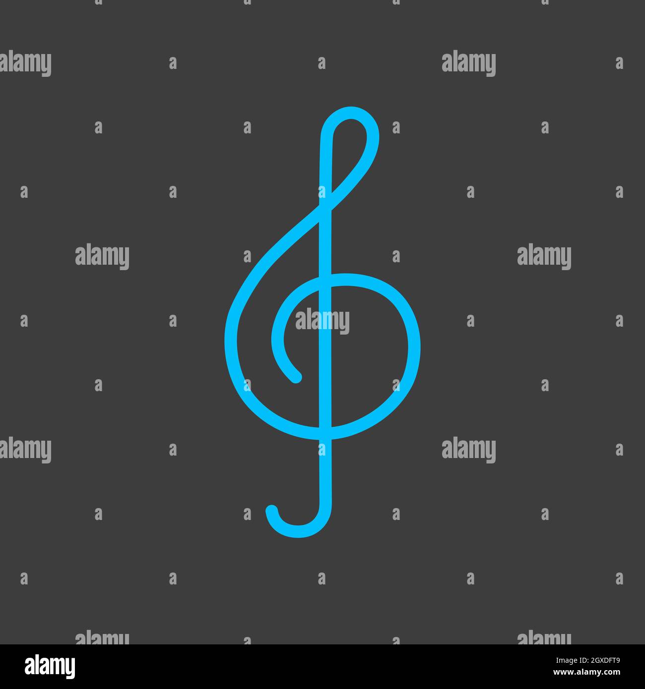Treble clef vector icon on dark background. Music sign. Graph symbol ...
