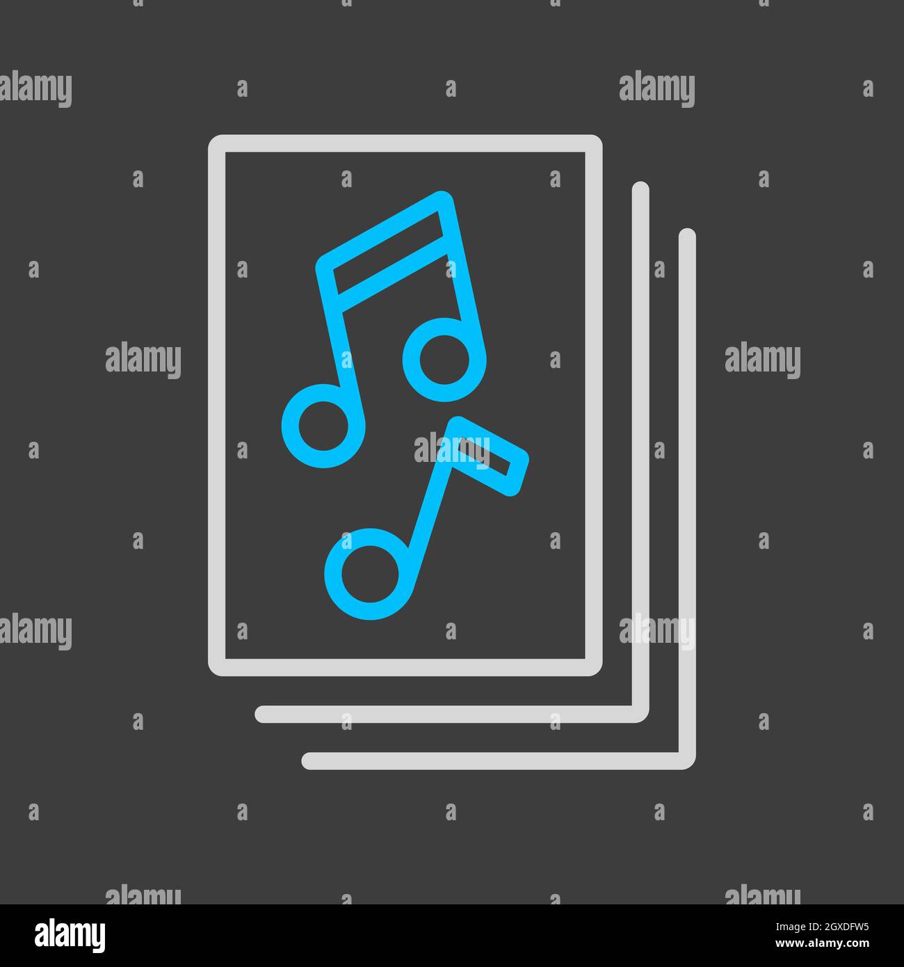 Music book with musical notes vector icon on dark background. Graph ...