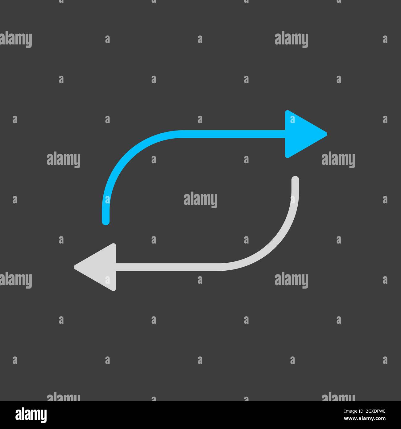 Repeat button vector flat icon on dark background. Music sign. Graph ...