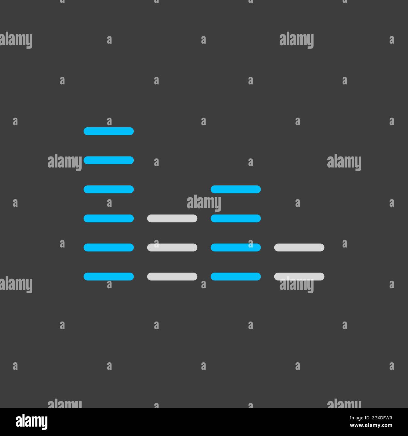 Equalizer, frequency with dashes vector icon on dark background. Audio ...