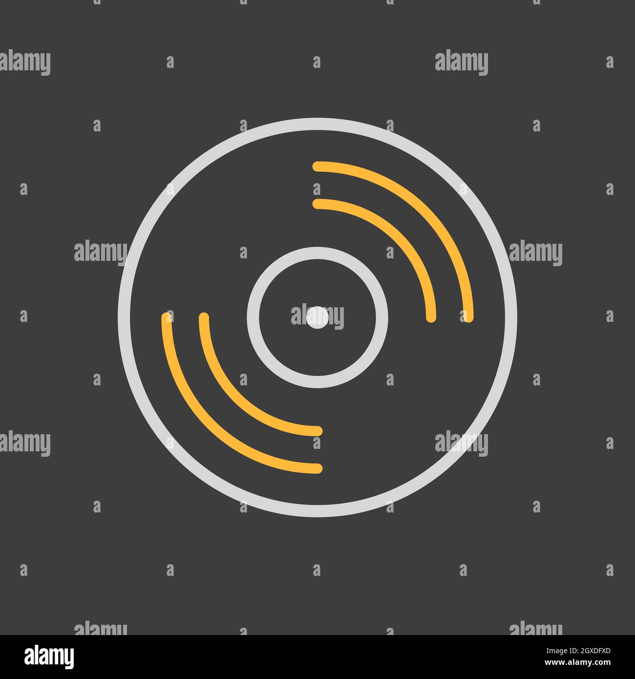 Vinyl record, lp record vector icon on dark background. Music sign ...