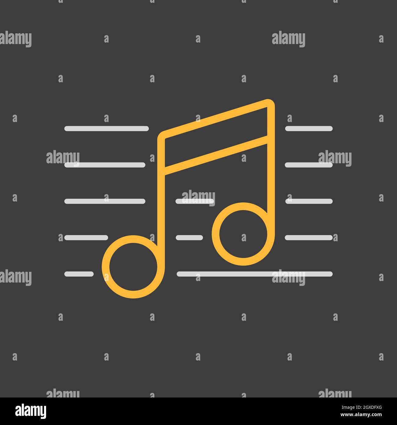 Stave and music notes vector icon on dark background. Melody, classical ...