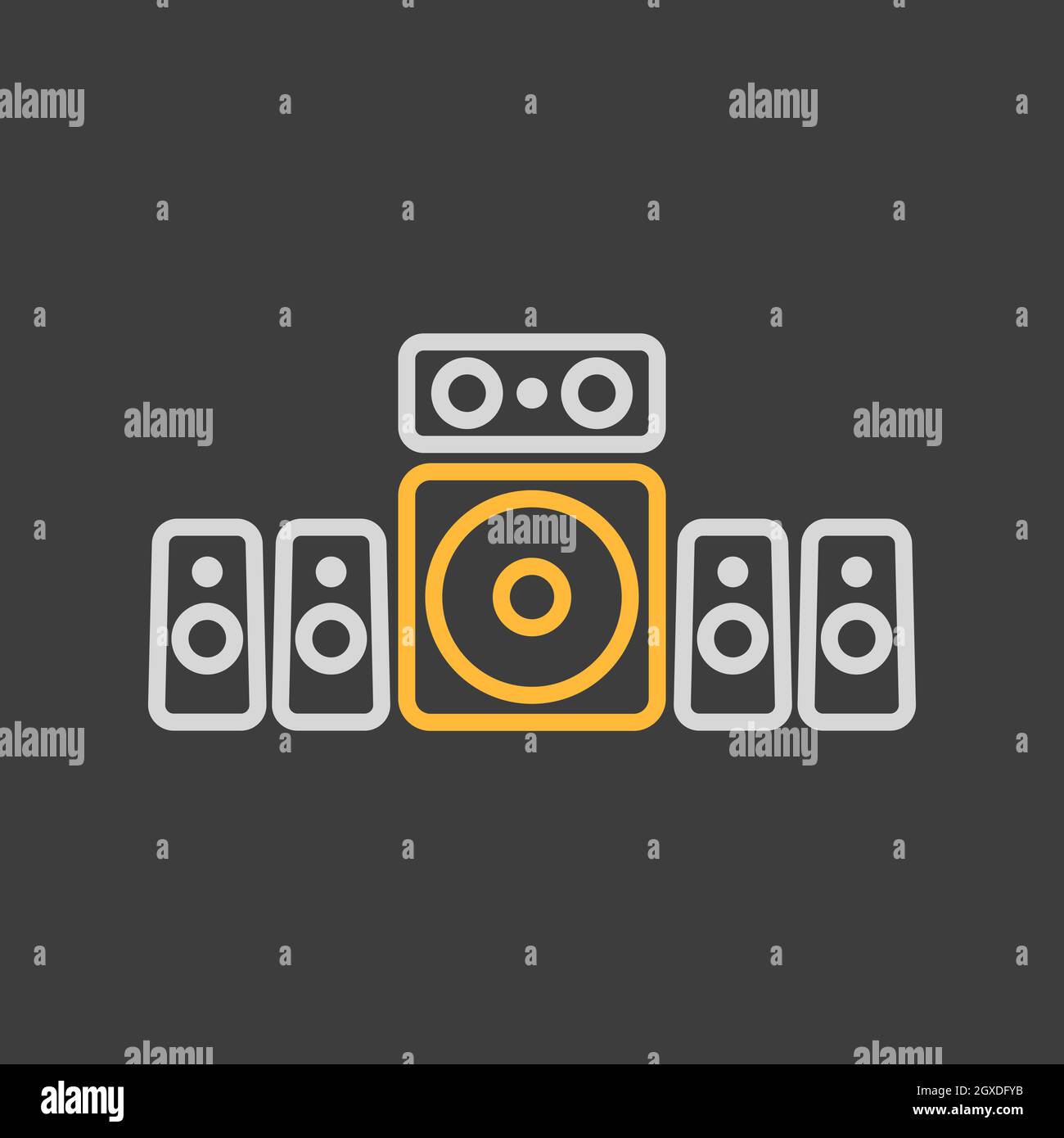 5.1 surround sound system vector icon on dark background. Graph symbol ...