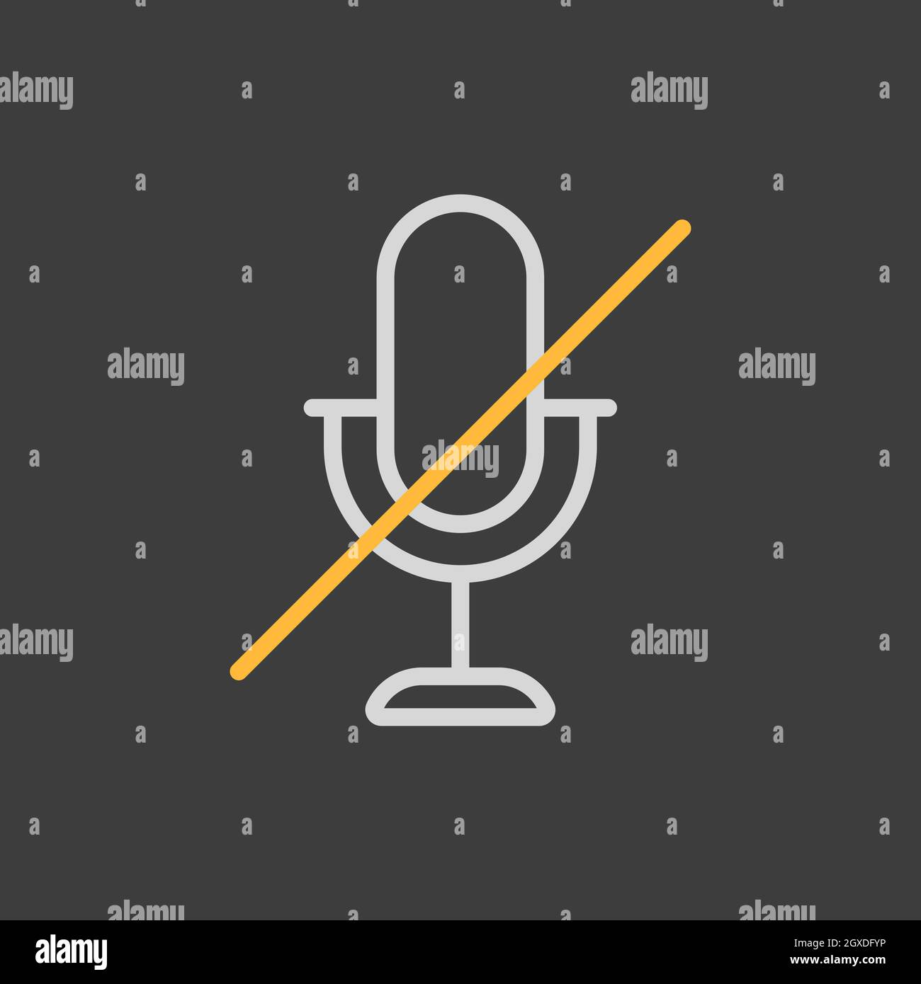 Microphone, mic mute vector icon on dark background. Music sign. Graph ...