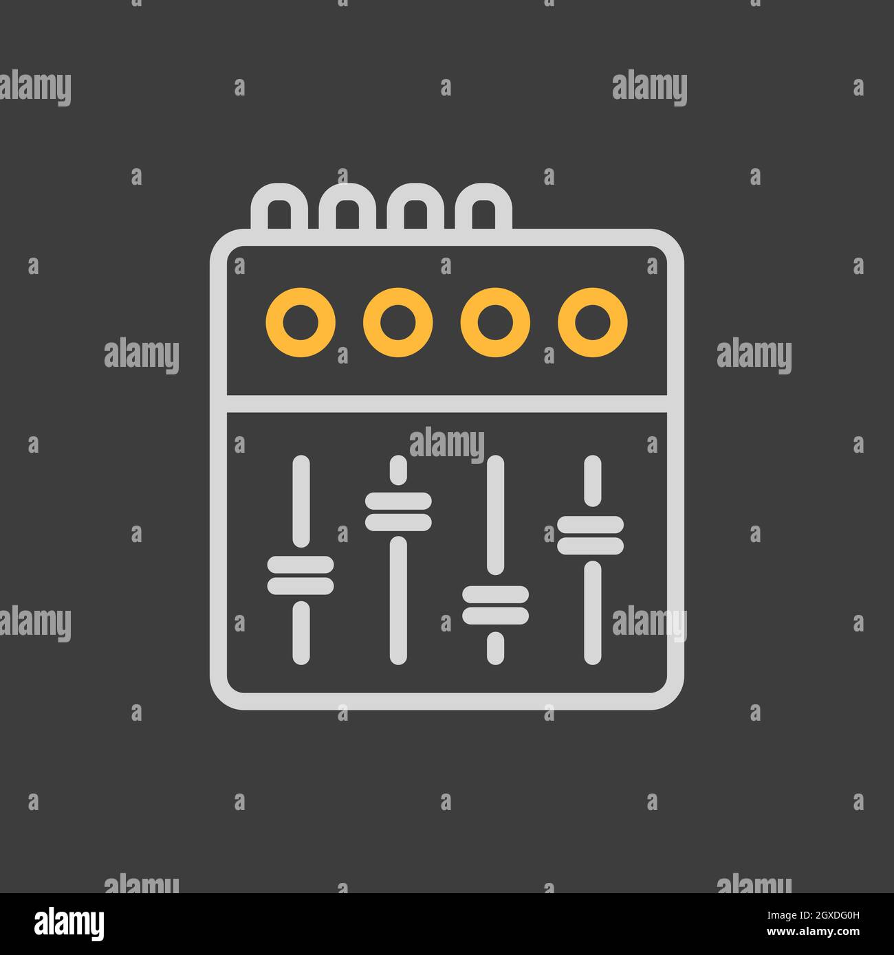 Mixing console vector flat icon on dark background. Graph symbol for ...
