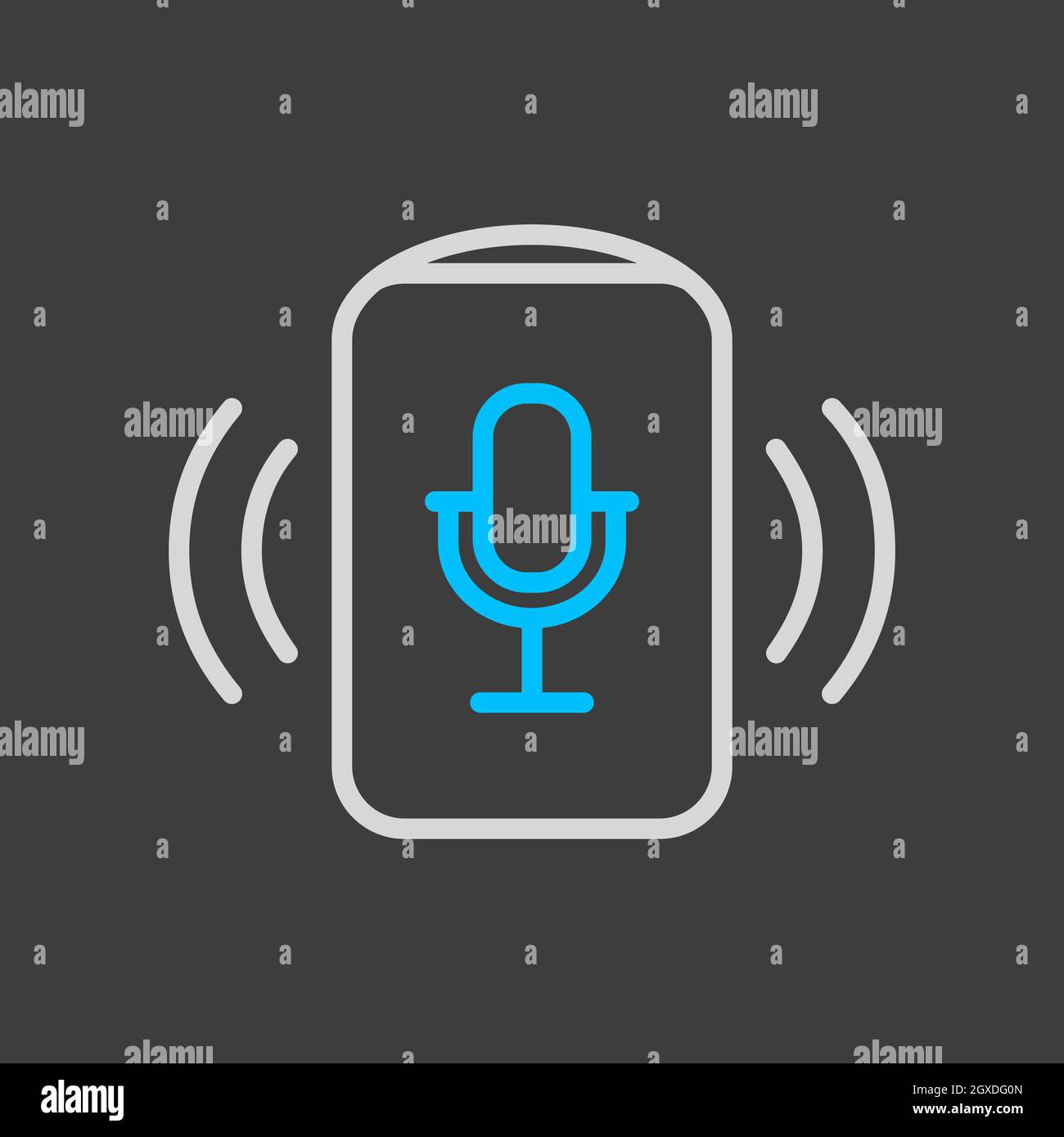 Voice assistant concept vector icon on dark background. Music sign ...
