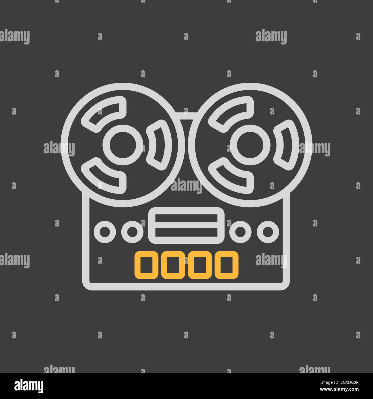 Nostalgic vintage bobbin tape player recorder device vector icon. Graph ...