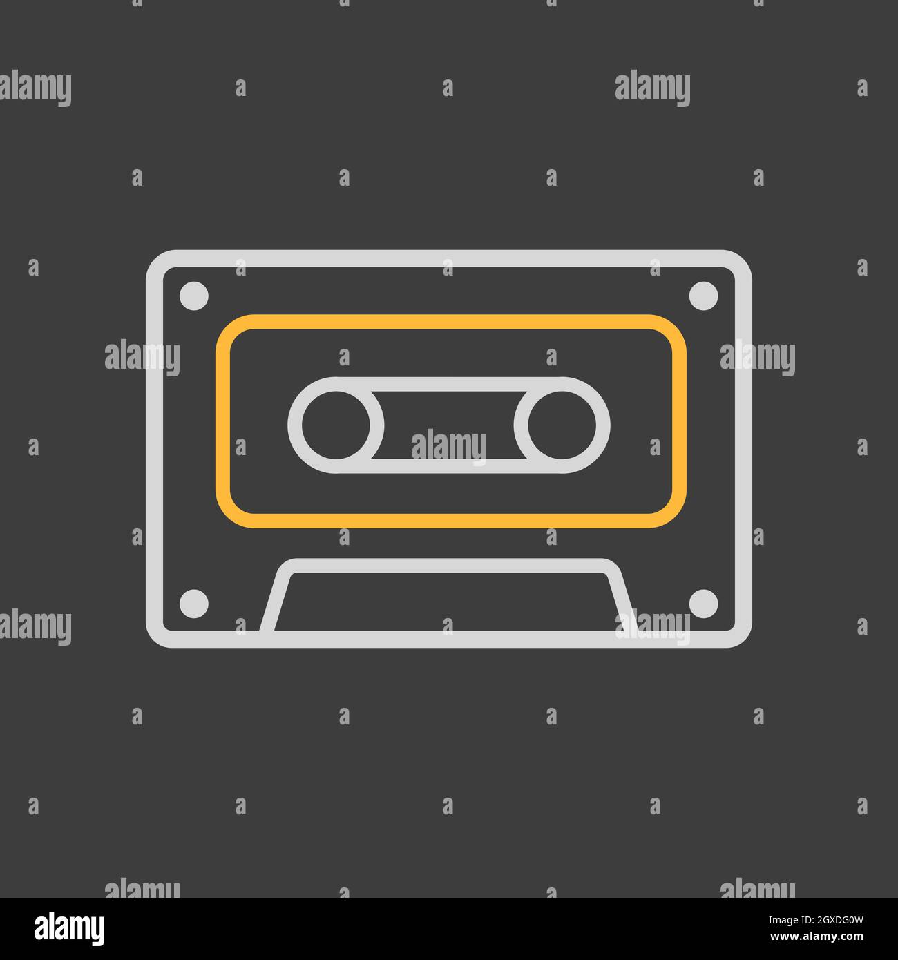 Audio cassette tape vector icon on dark background. Music sign. Graph ...