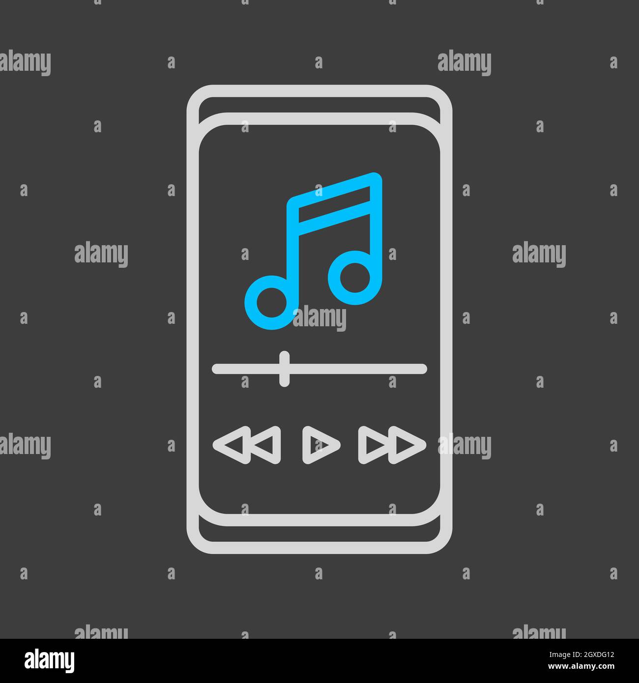 Smartphone with music player app vector icon. Music sign. Graph symbol ...