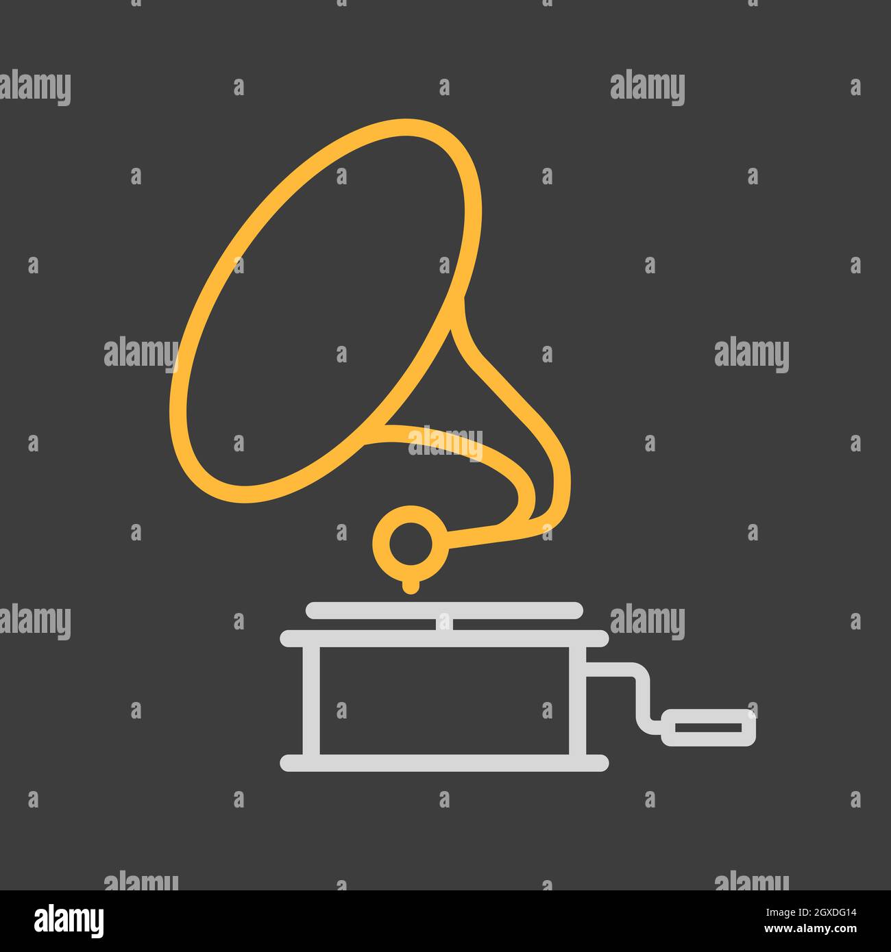 Gramophone vector icon on dark background. Music sign. Graph symbol for ...