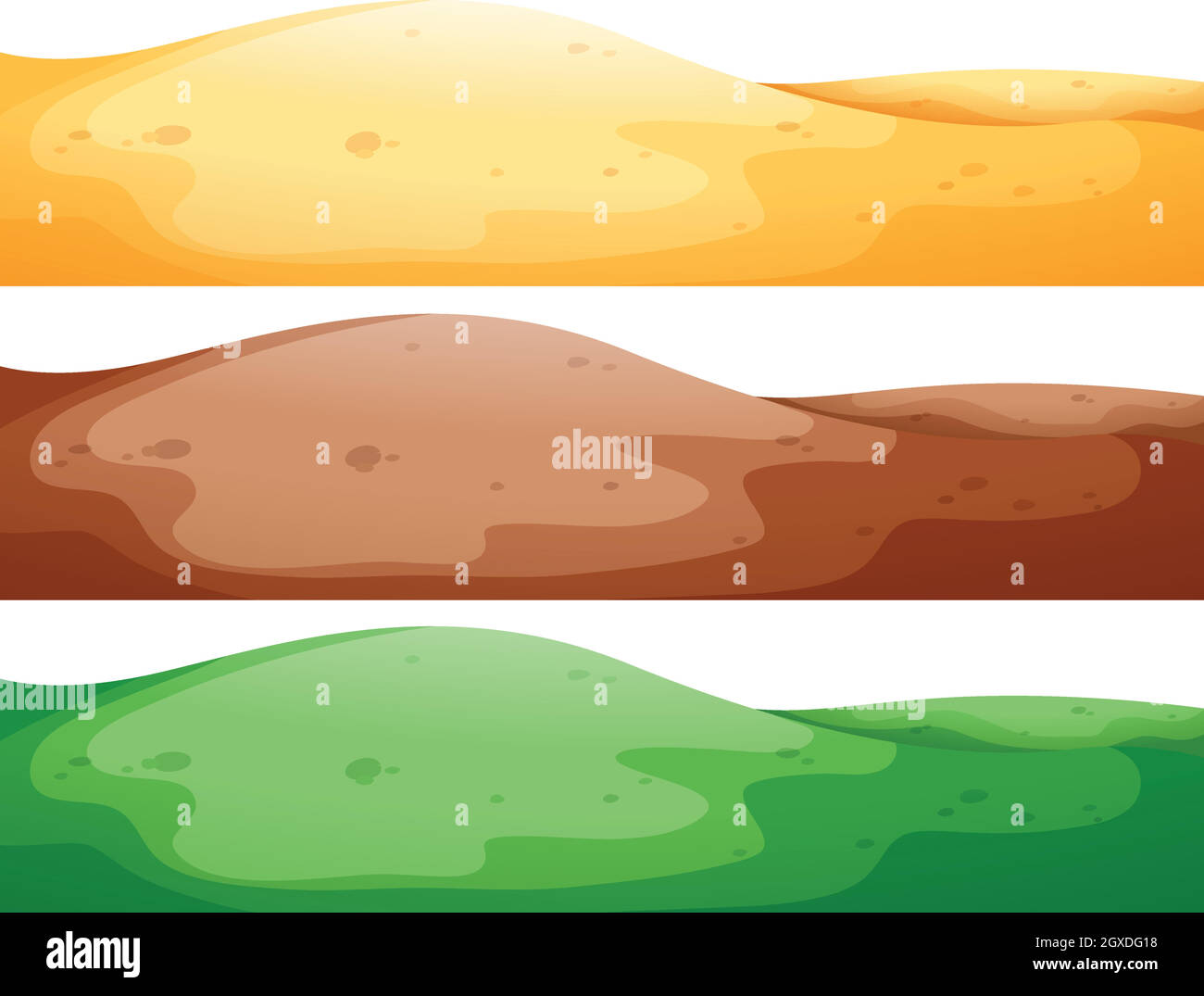 Three scenes of hills with different color ground Stock Vector Image ...