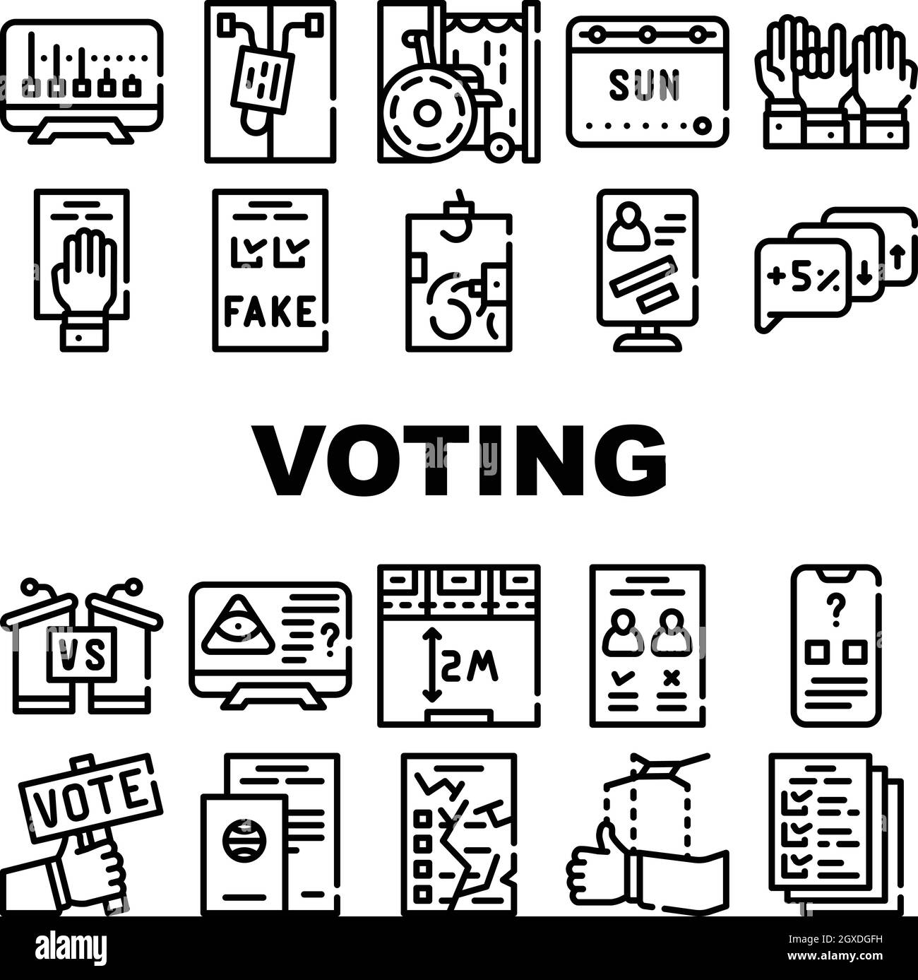 Voting And Elections Collection Icons Set Vector Stock Vector Image