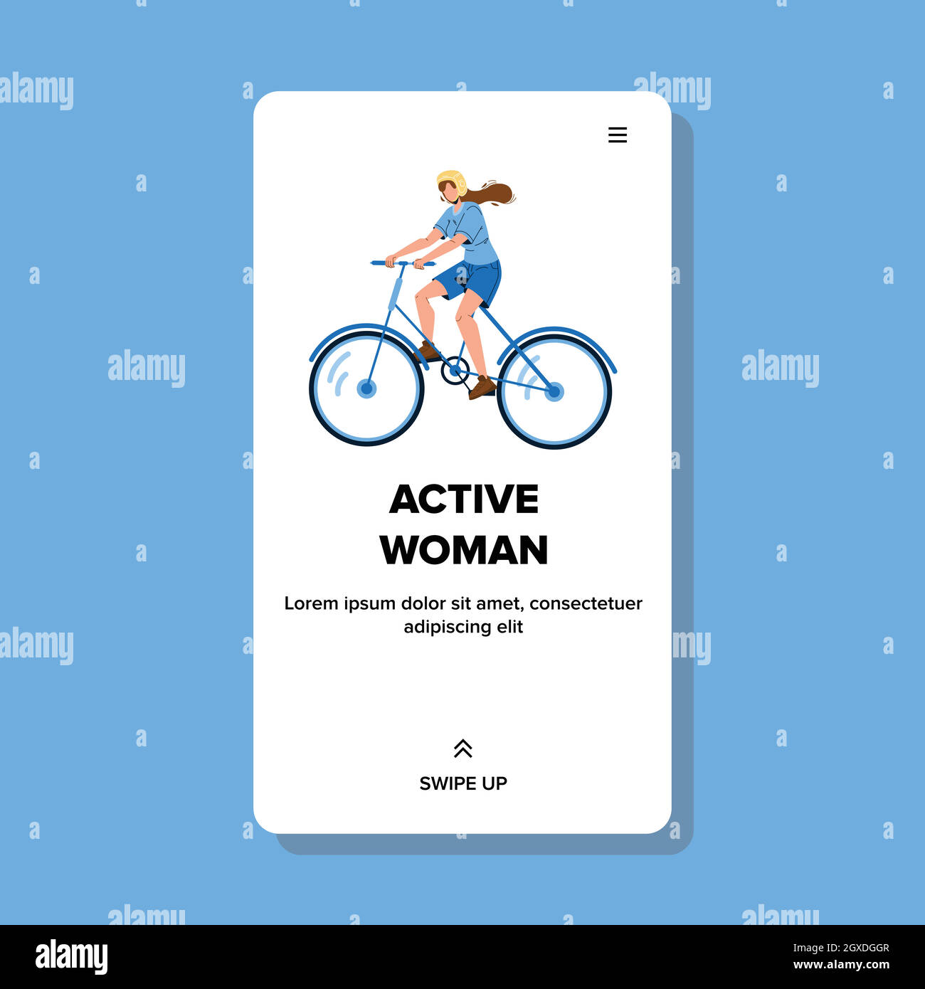 Active Woman Riding Bicycle Sport Time Vector Stock Vector Image & Art ...