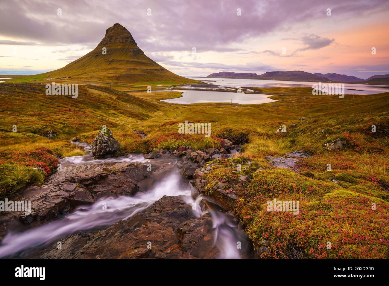 Landscapes and waterfalls. Kirkjufell mountain in Iceland autumn Stock ...