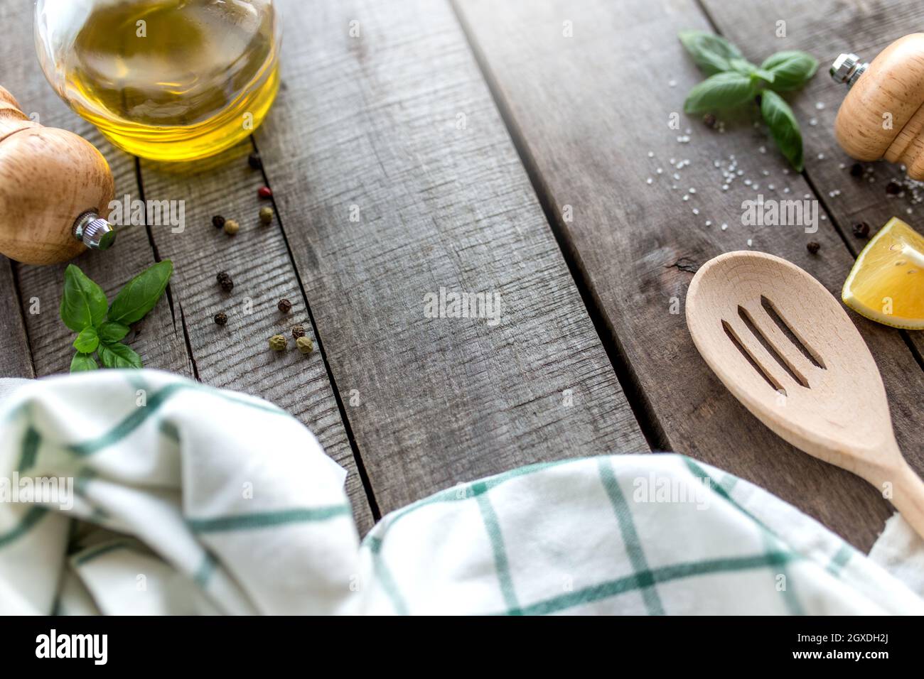 Conceptual flat lay. Different seasonings, cooking homemade sauce ...