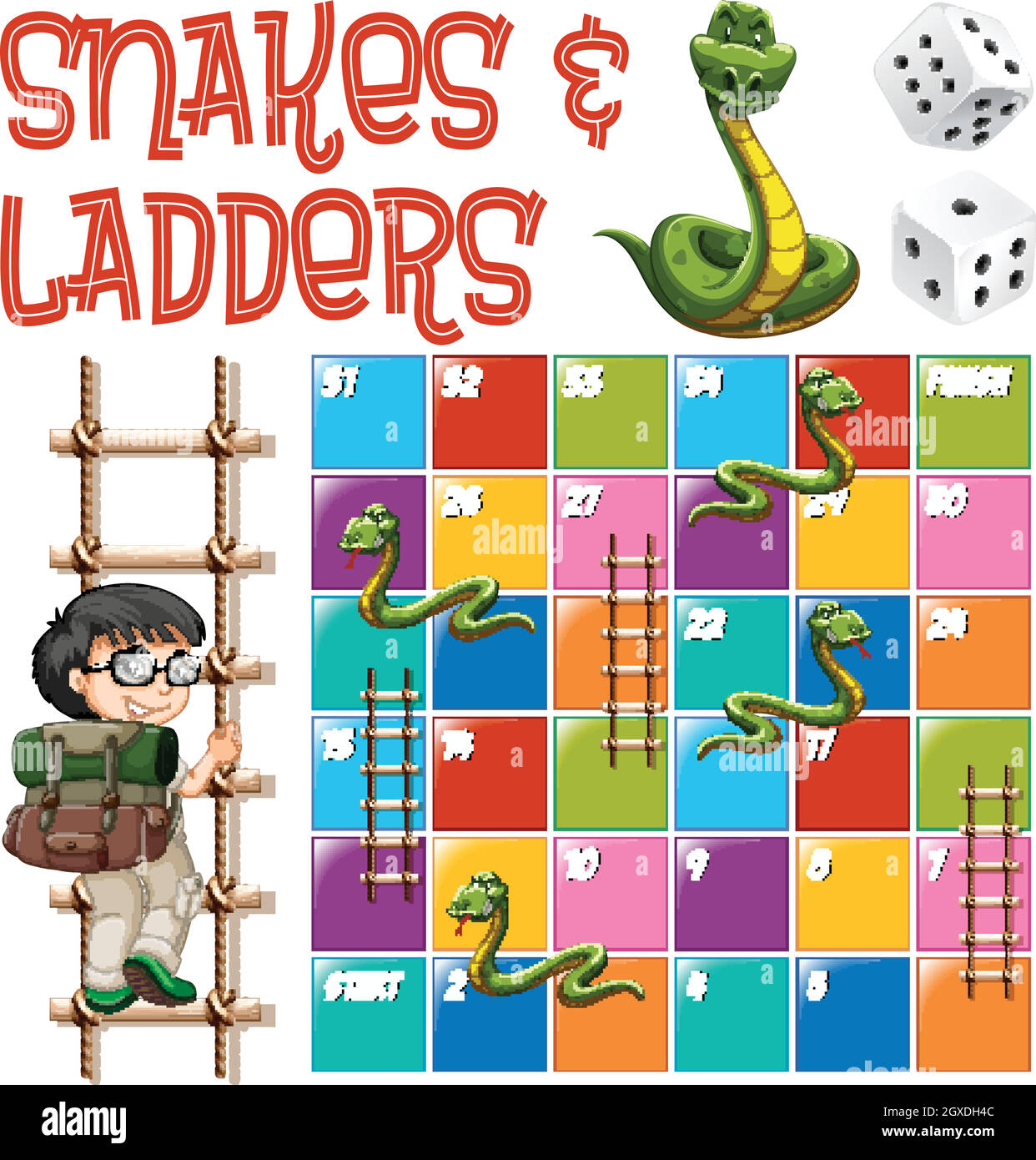 Snakes and ladders boardgame Stock Vector Images - Alamy