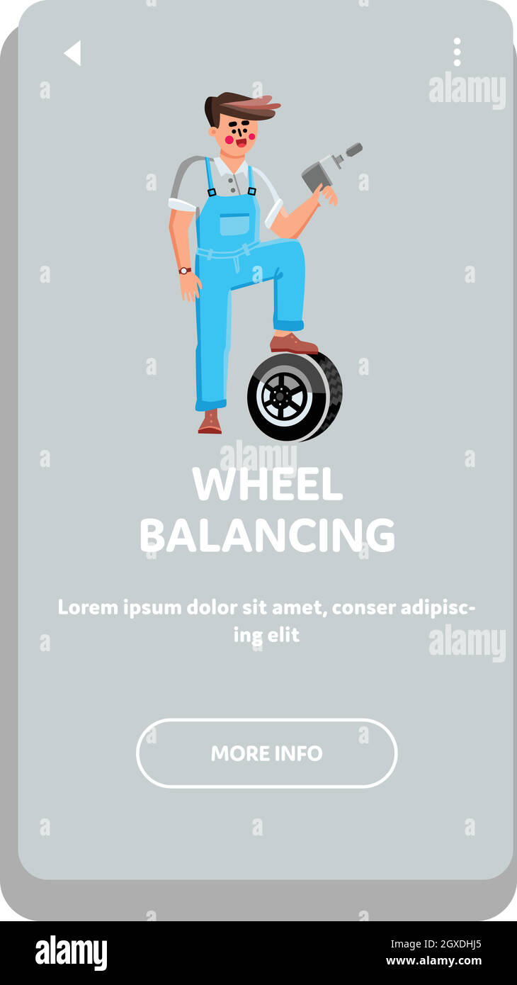 Wheel Balancing Examination And Fix Worker Vector Stock Vector Image ...