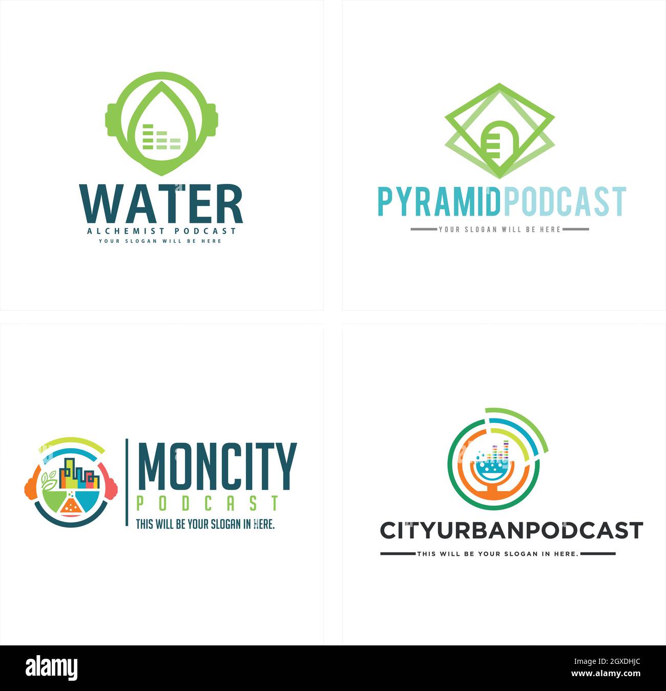 Modern set of podcast urban city logo design Stock Vector Image & Art ...