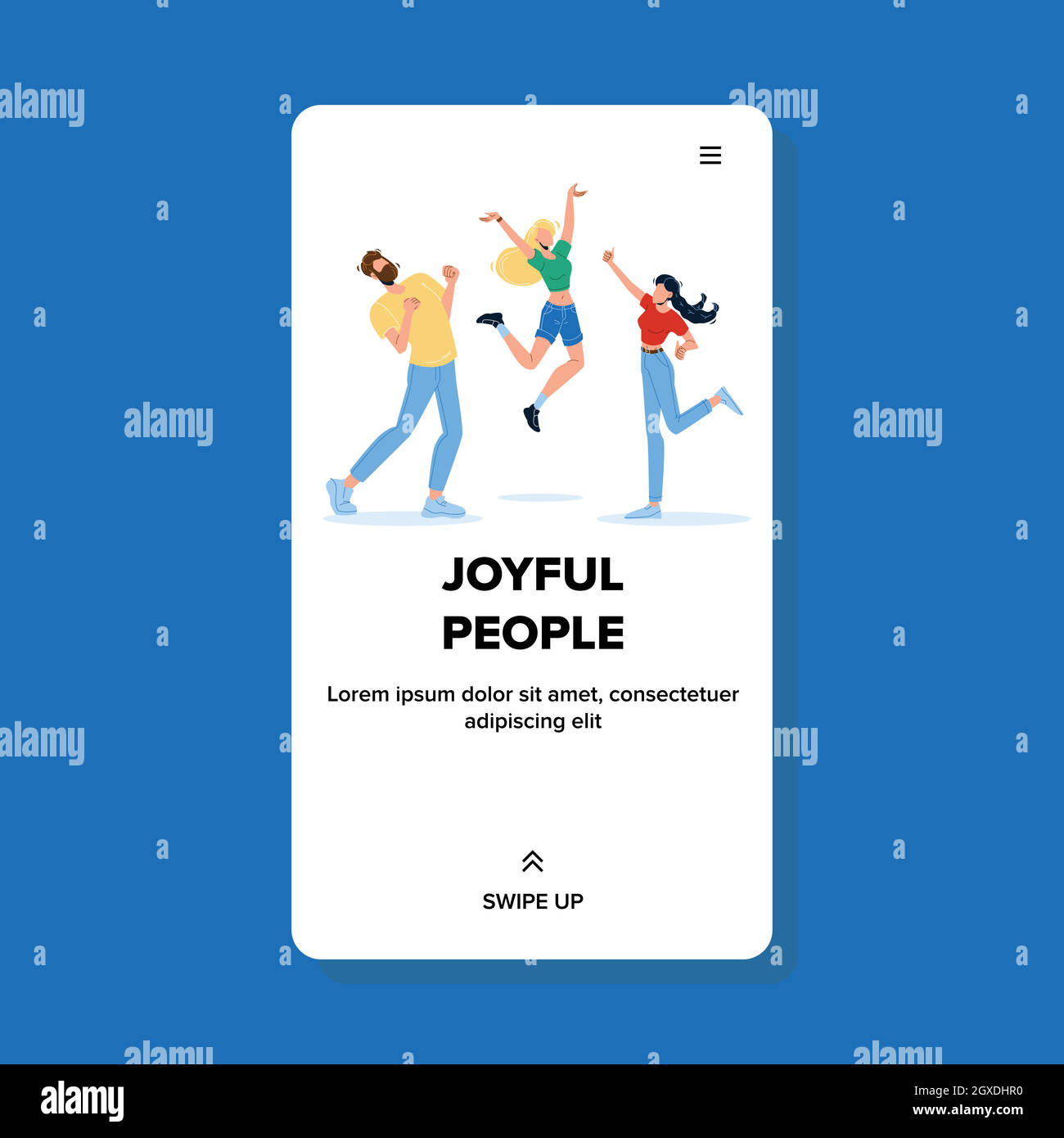 Joyful People Celebrate Dancing And Jumping Vector Illustration Stock ...