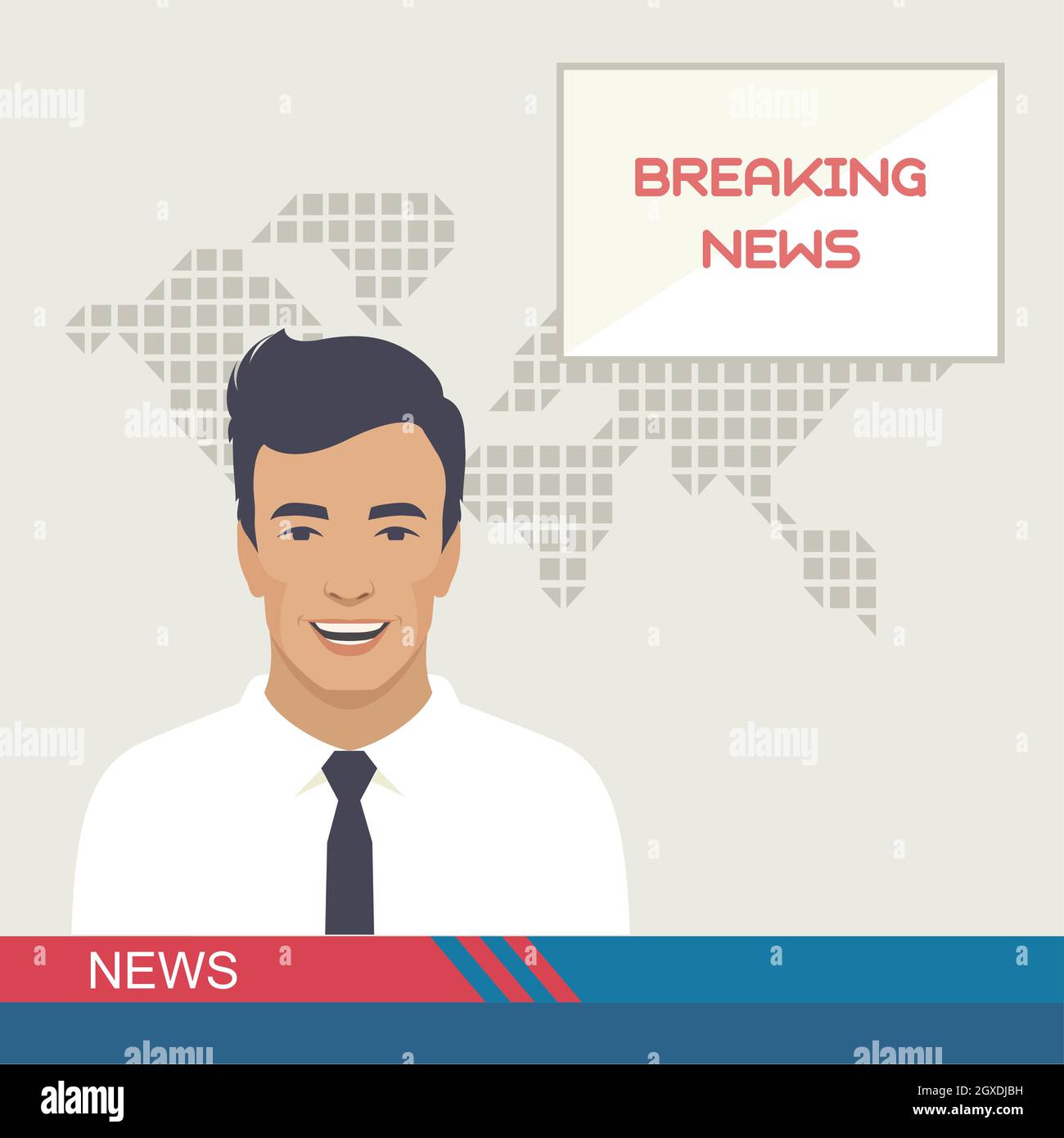 tv breaking news, studio reporter, media vector illustration Stock ...