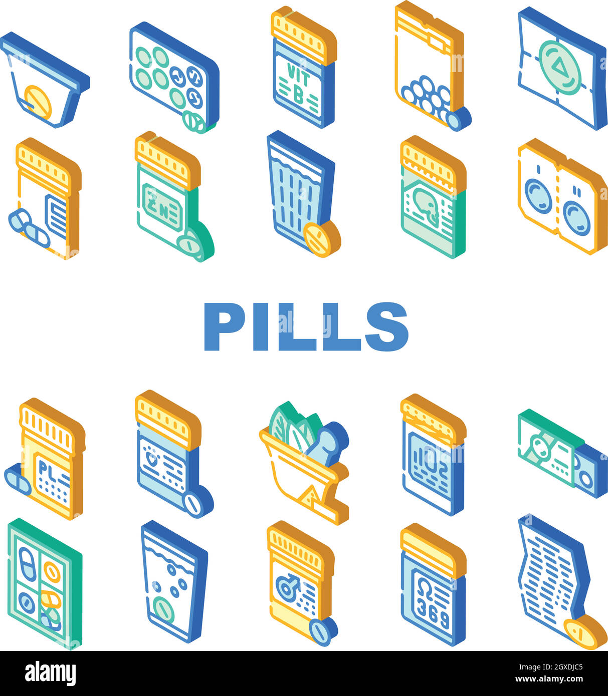 Pills Medicaments Collection Icons Set Vector Illustration Stock Vector ...