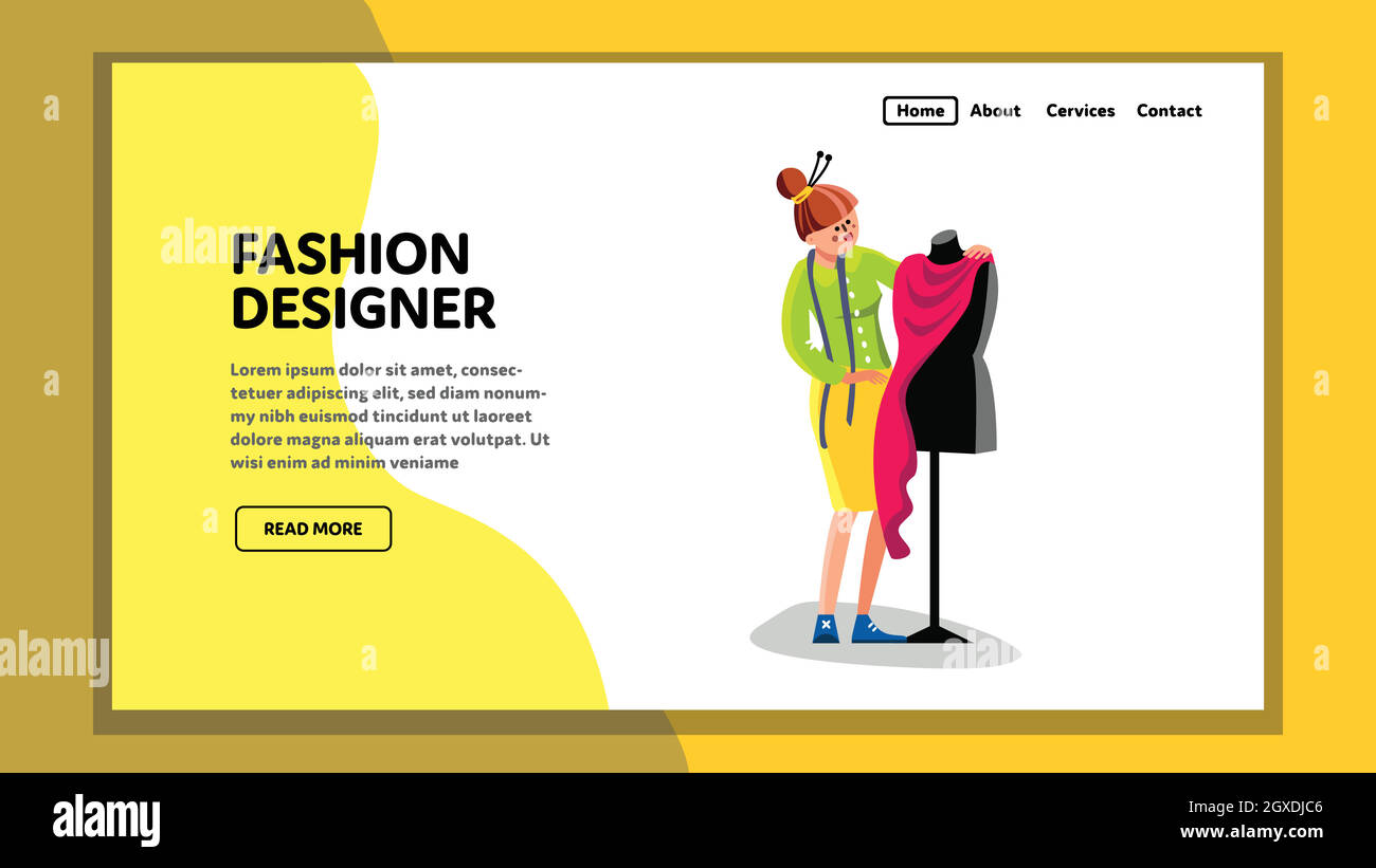 Fashion Designer Sewing Clothing Or Dress Vector Stock Vector Image ...