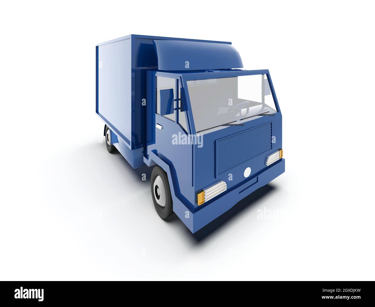 Blue Toy Commercial Delivery Truck on a White Background isolated ...